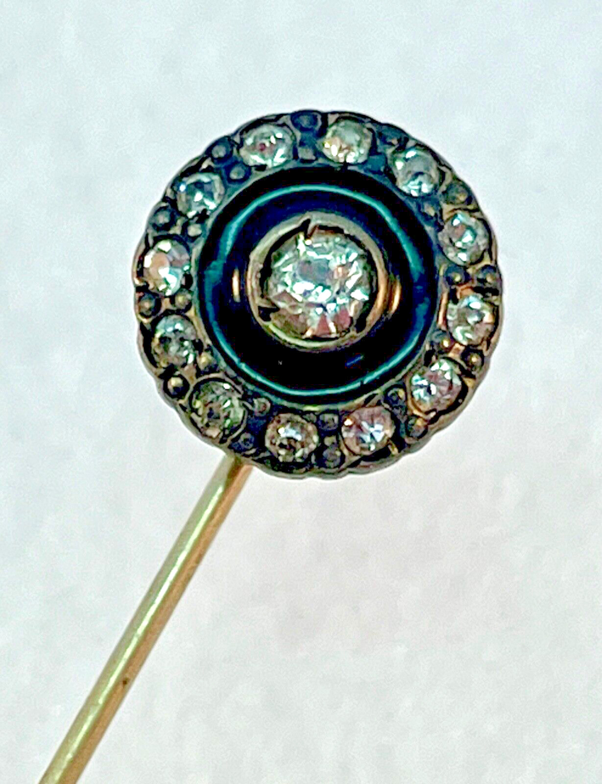 #20 VTG/ Antique Stick Pin- Art Deco- Rhinestone & En… - Gem