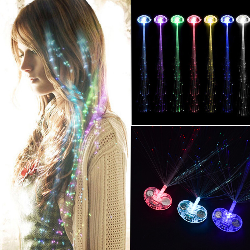 Fiber Optic Hair Lights 1 X Pack) LED Fiber Optic Hairpin Light Up