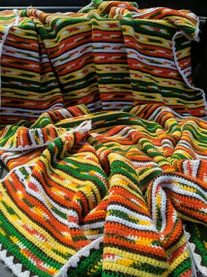 Beautiful Vintage 60x80 Multicolor Afghan | eBay