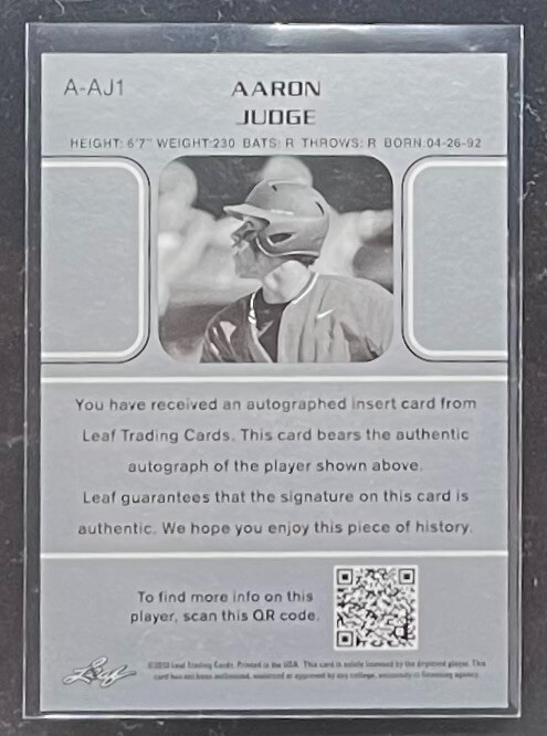 AARON JUDGE AUTO 2013 Leaf Memories GOLD Autograph 15/25 #Yankees | eBay