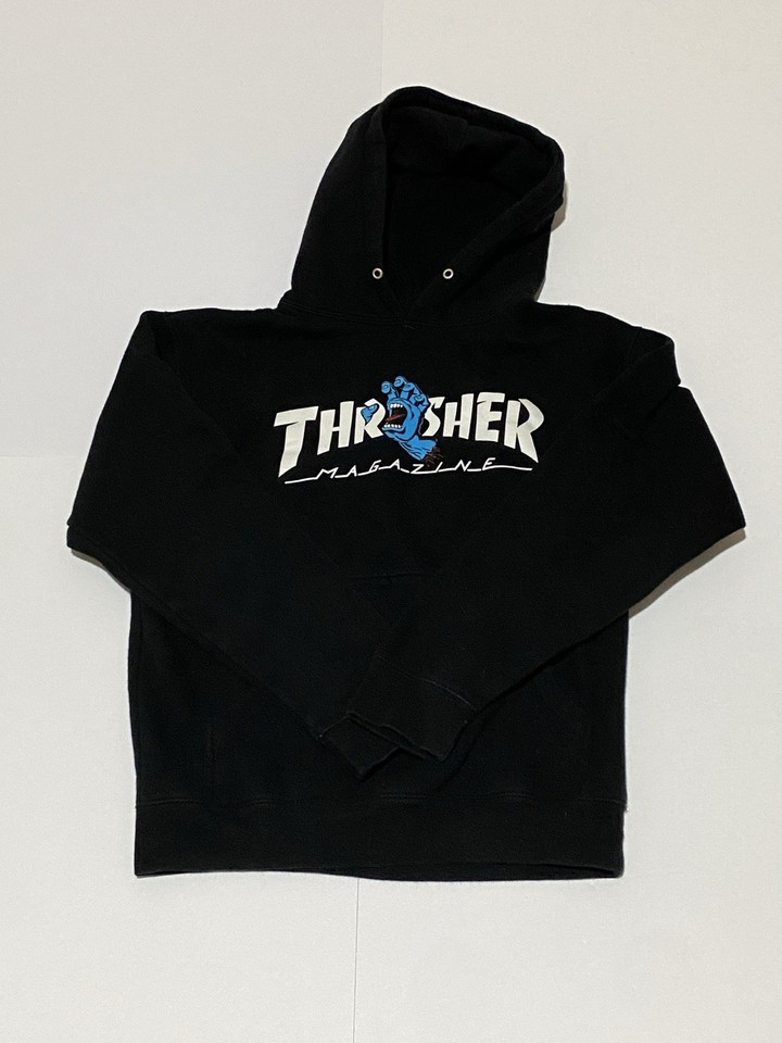 Santa Cruz X Thrasher Magazine Screaming Logo Hoodie Black Size 14/16 Boys | eBay