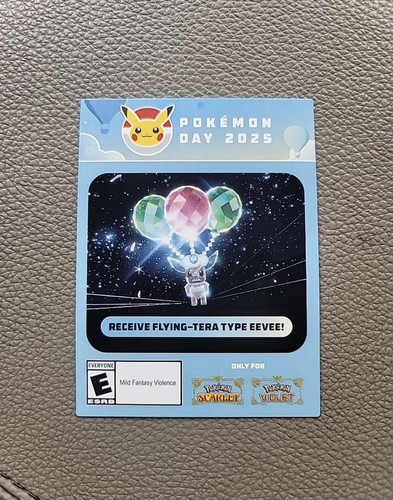 Pokemon Day 2025 Flying Tera Eevee Redemption Card GameStop/BestBuy ...