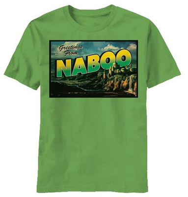 New Licensed STAR WARS Greetings from Naboo Planet Postcard T-Shirt, S ...