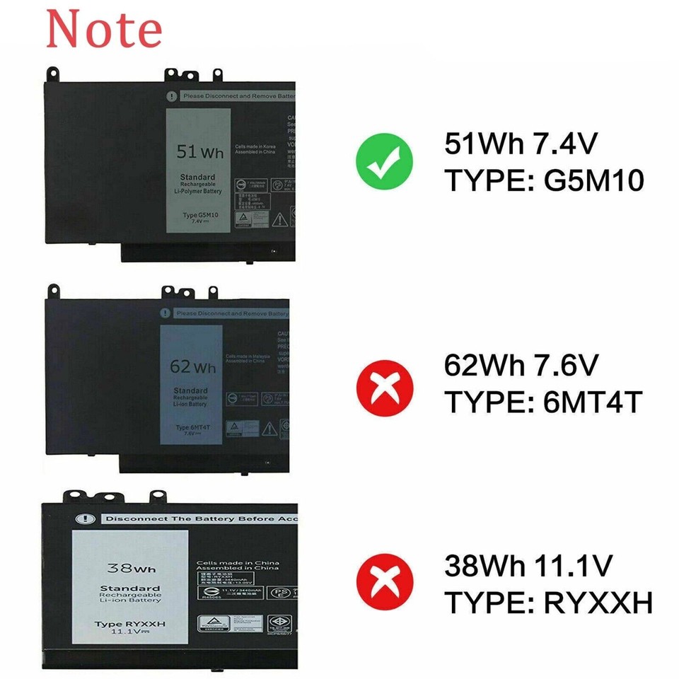 G5M10 Battery For Dell Latitude E5450 E5550 Notebook 15.6" WYJC2 8V5GX ...