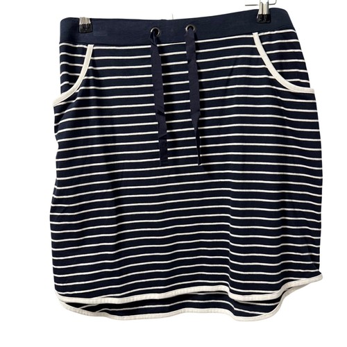 Nautica Womens Navy & White Striped Drawstring Skirt XL 100% Cotton ...