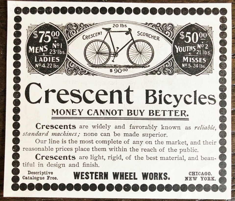 1895 Thomas HUMBER Inventor&CRESCENT Scorcher(reverse) Vtg Bicycle Art ...