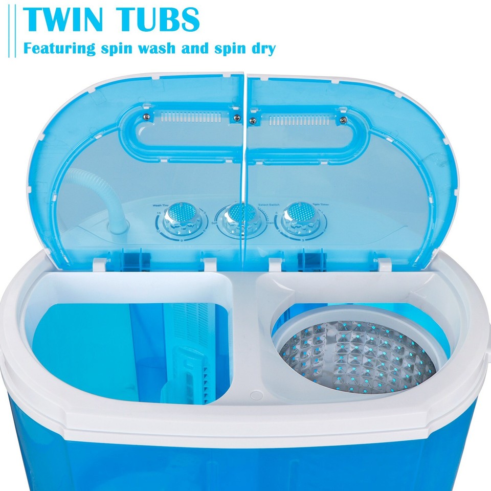 Compact Portable Twin Tub Washing Machine Top load 10lbs Washer Gravity ...