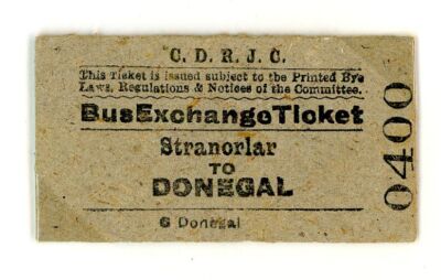 Railway Ticket Irish CDRJC 3rd Class Bus Exchange stranorlar - Donegal ...