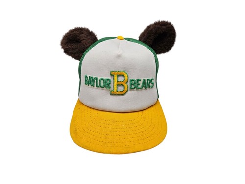 Vintage Baylor Bears Bear Ears Trucker Hat Cap Snapback Mesh Green ...