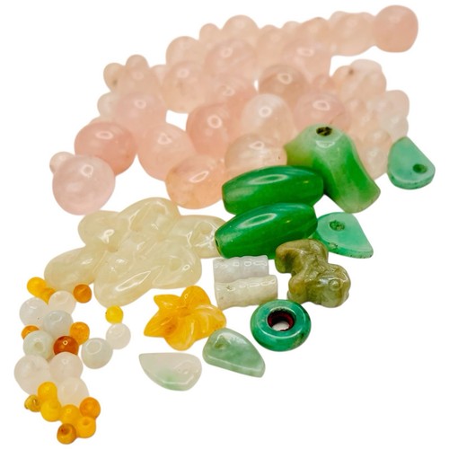 Vintage Bead Lot Of Jade & Rose-Quartz Focal Old Reclaimed Loose Mixed ...