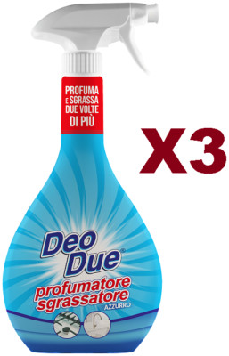 3 PZ DEO DUE PROFUMATORE SGRASSATORE AZZURRO SPRAY 600ML PROFUMA E ...