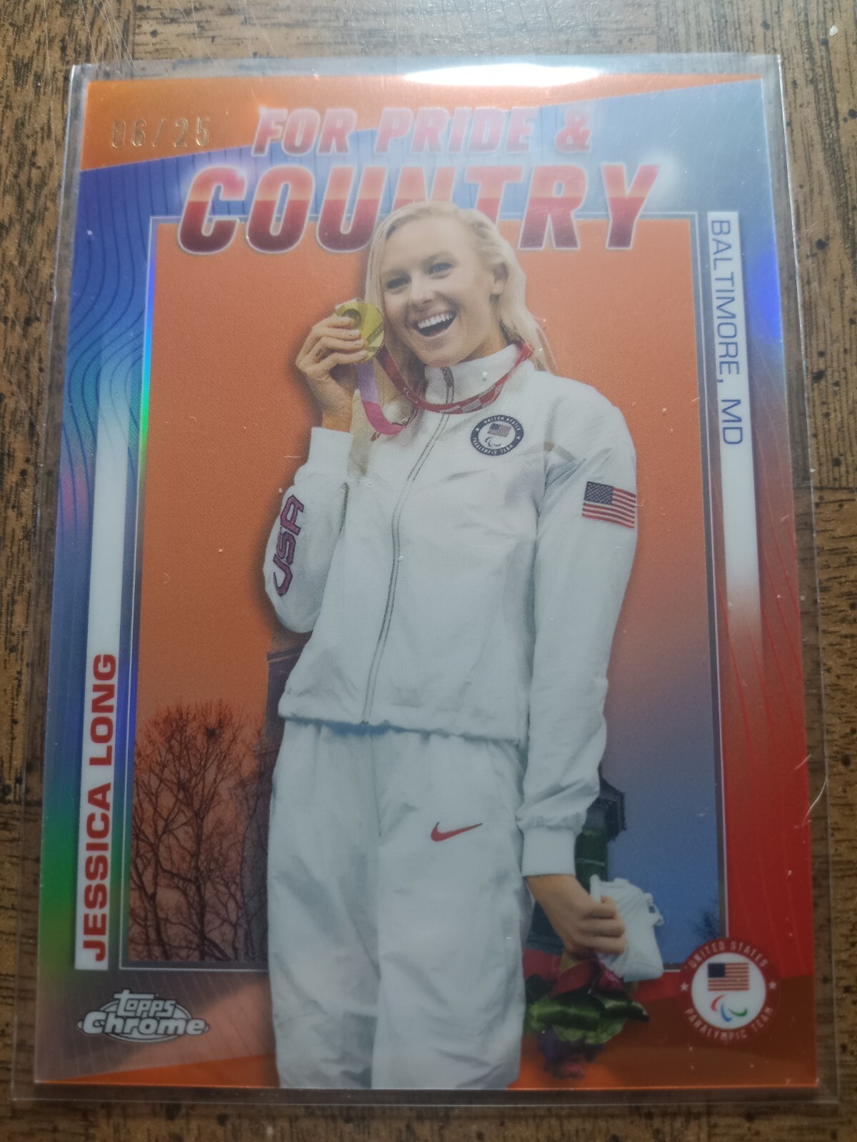 2024 Topps Chrome Olympics Jessica Long Pride and Country Orange ...