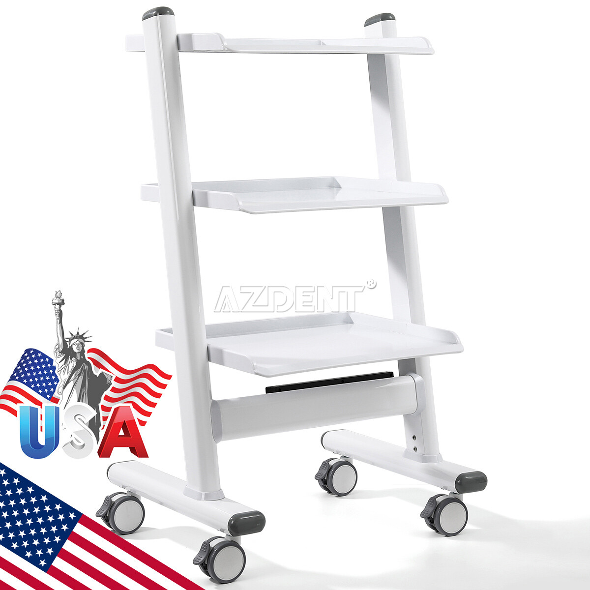 3 Layer Dental Trolley Mobile Instrument Cart Medical Tool Cart with ...