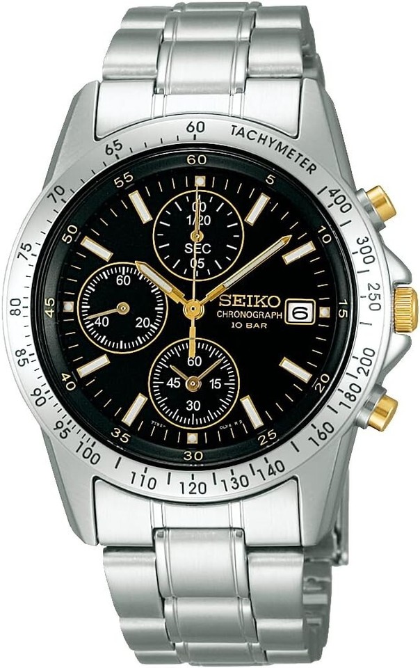 SEIKO Selection SBTQ043 Chronograph Quartz Men's Watch Silver Black ...