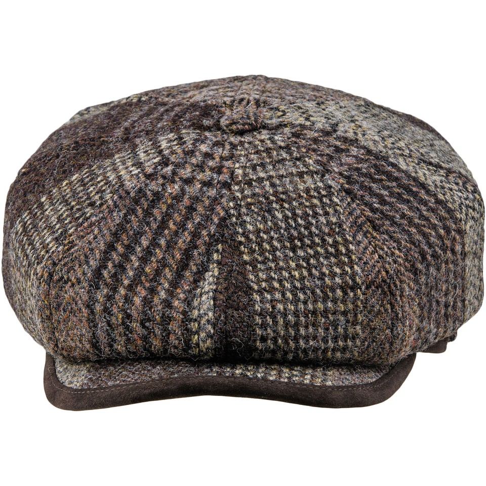 Sterkowski MALONE Harris Tweed Flat Cap Gatsby 8 Panel Wool Biker Warm ...