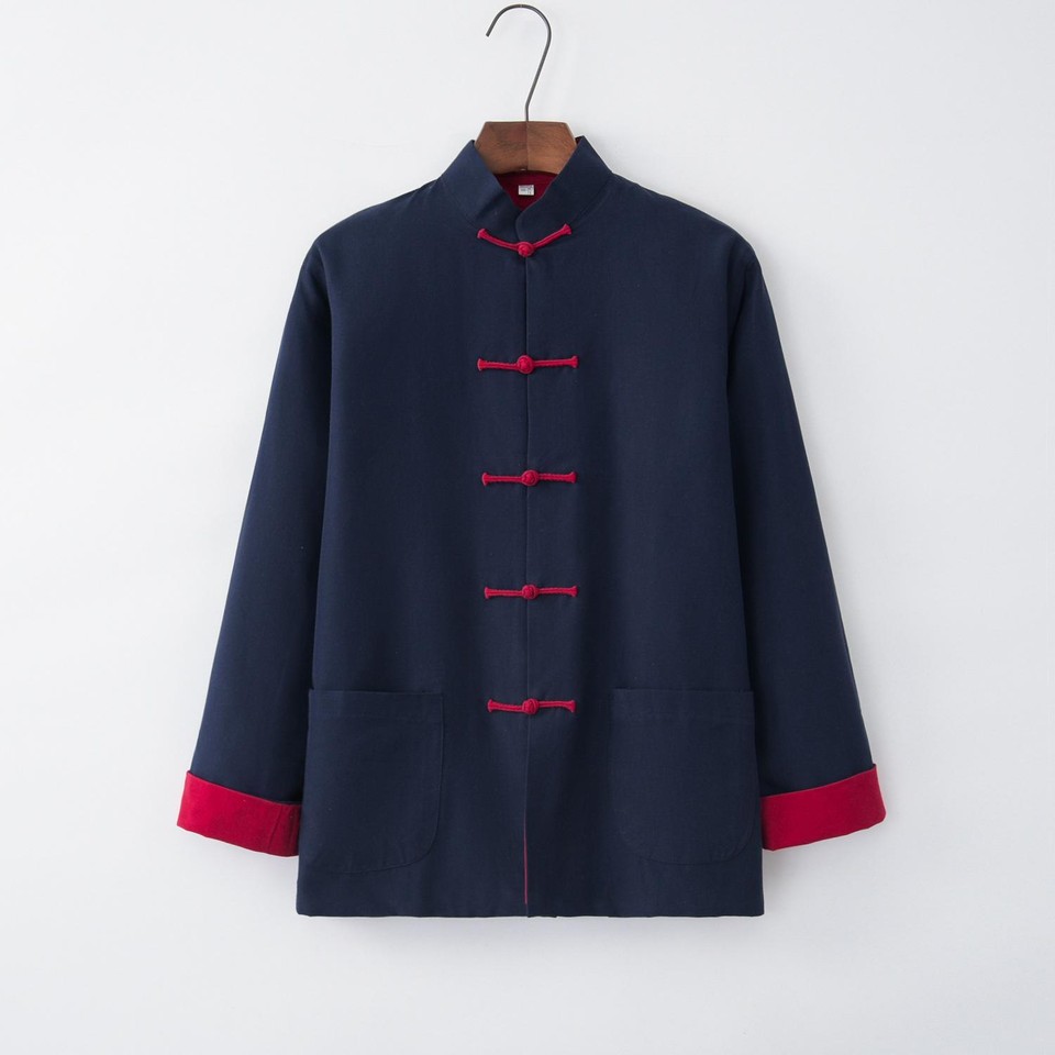 Mens Cotton Linen Traditional Chinese Tang Suit Coat Jacket Kung Fu Tai ...