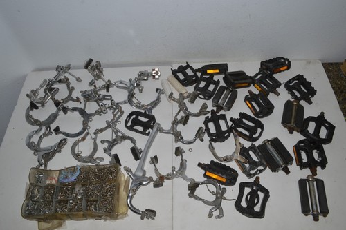 VINTAGE BICYCLE BIKE PARTS- BRAKES PEDALS LOT OF 35 SHIMANO ETC (IRC20 ...