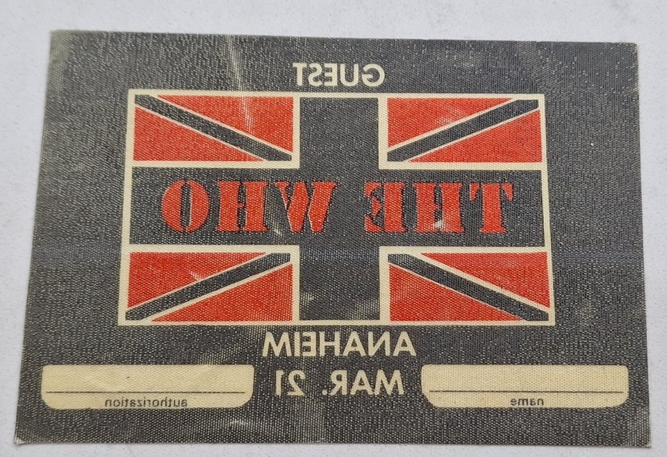 The Who Anaheim 1976 Hard Rock Large Guest Pass | eBay