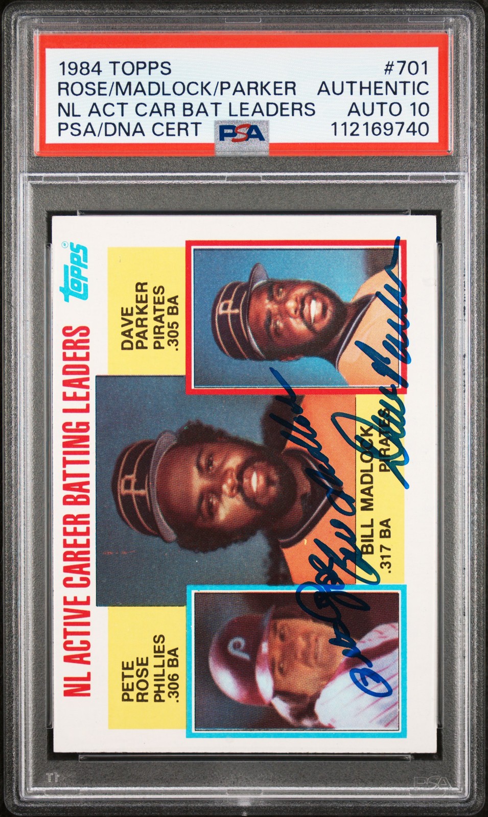1984 Topps NL Active Career #701 NL Act Car Bat Leaders PSA A Auto 10 ...