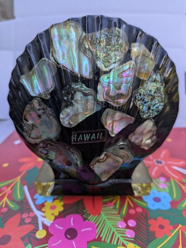 Vintage Retro Black Lucite And Abalone Shell Hawaii Napkin Letter ...