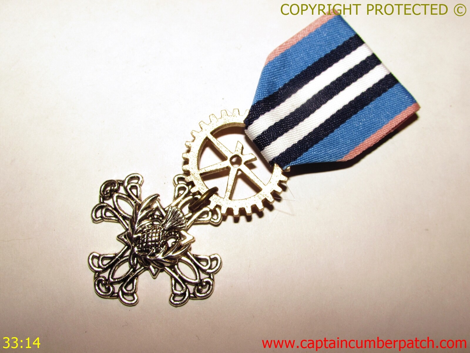 Steampunk badge brooch pin drape Medal thistle Scottish national ...
