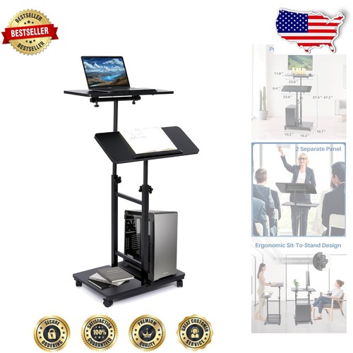 Multi-Purpose Rolling Laptop Stand - Adjustable Podium for Classrooms ...