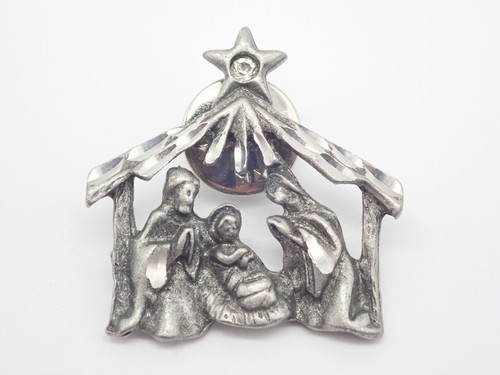 Nativity Scene Gemstone Star Silver Tone Vintage Lapel Pin | eBay