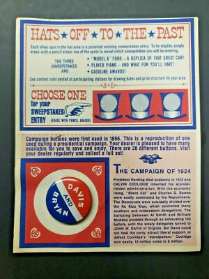 Reproduction American Oil 1924 Davis & Bryan Campaign Pin Button 30 | eBay