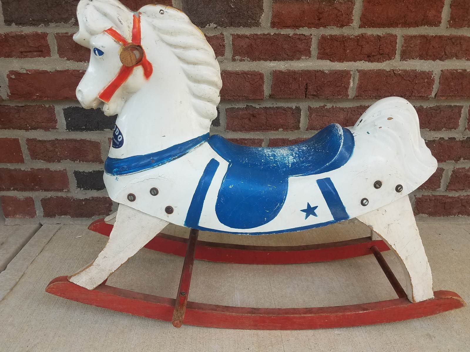 1940's Childs Buddo Happi-Time Rocking Toy White Horse Sears Roebuck ...