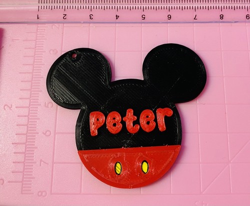 Mickey Mouse Style Personalised Name Keyring , Bag tag. Easy To Spot ...