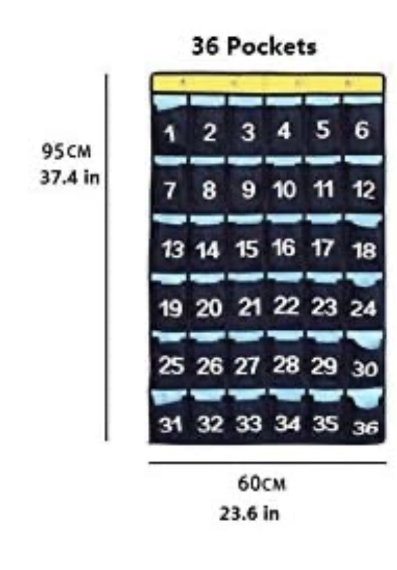 36 Cell Phone Storage Pocket Organizer Numbered Chart Over Door Hanging ...