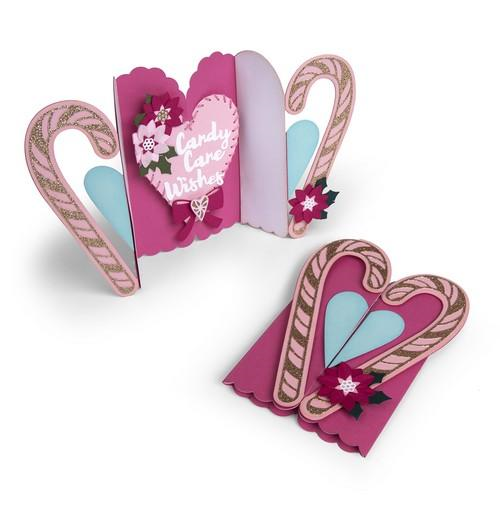 Sizzix Thinlits Die Set 12PK Card Candy Cane Fold-a-Long 662450 Jen Long | eBay