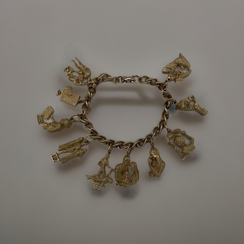 Coro Charm Bracelet The Ten Commandments Gold Tone Metal 10 Charms Vtg ...