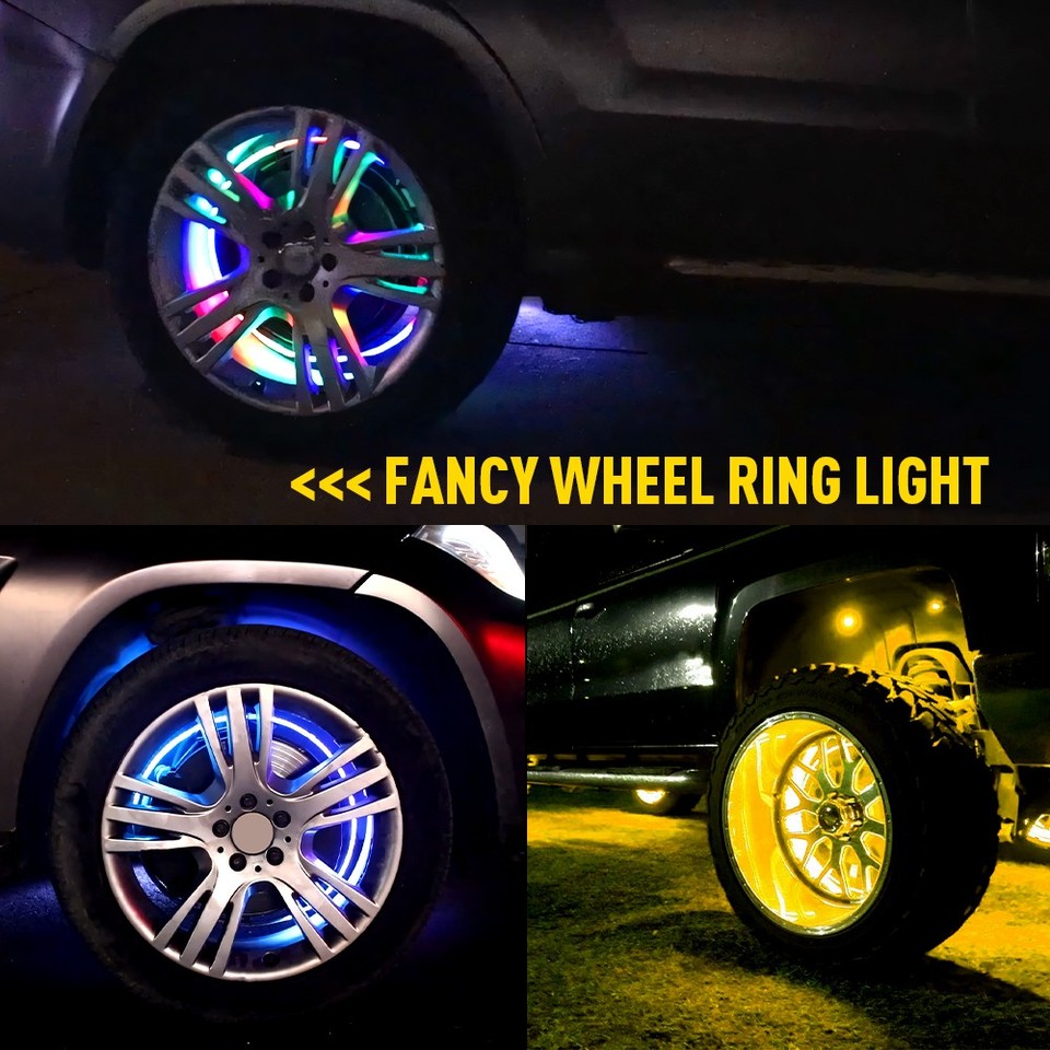 15.5" RGB & Chasing Flow Three Row LED Wheel Ring Rim Lights For Truck Car 4X ED | eBay