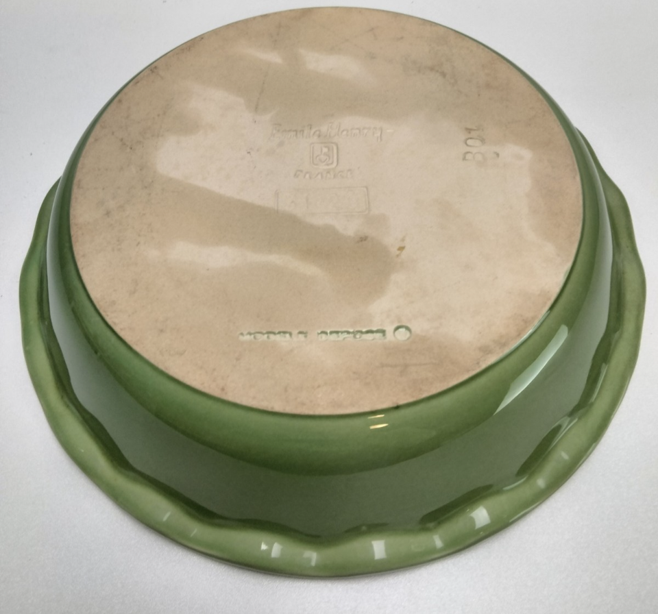 Emile Henry Pie Dish B04 Green Fluted Ceramic 10" France Stoneware ...