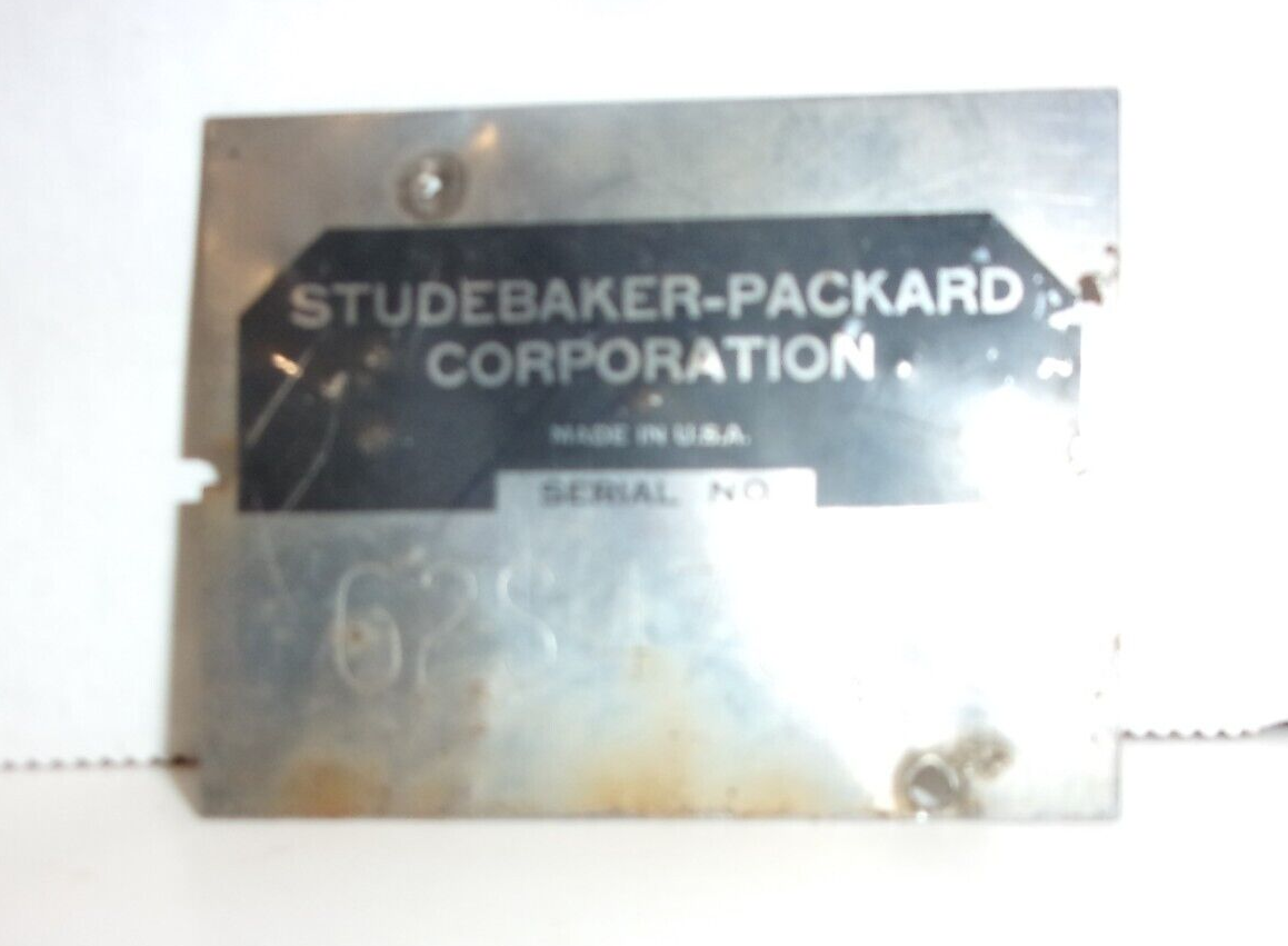 Vintage Studebaker-Packard Corporation Serial NO. ID Plate Metal 3 ...