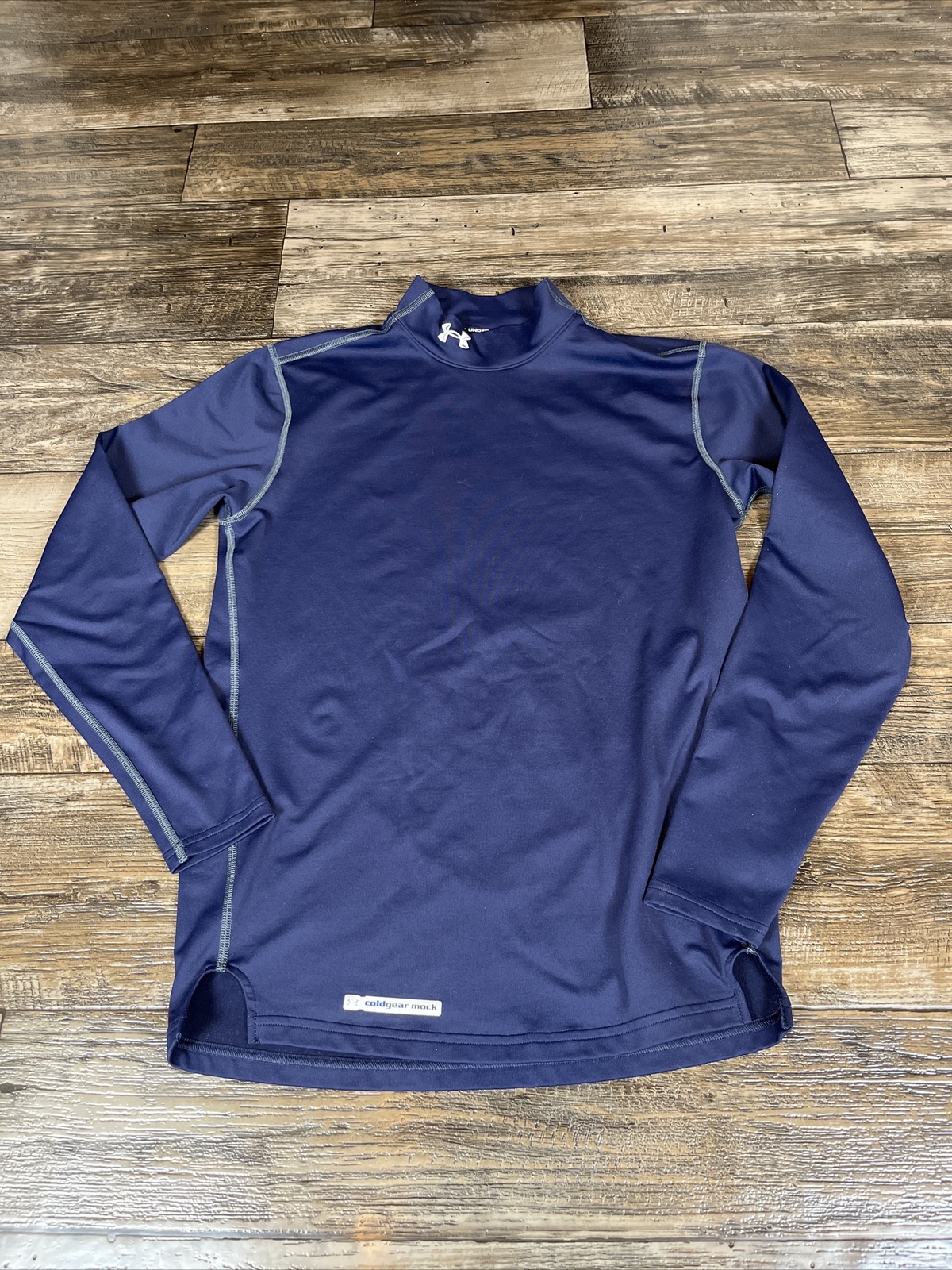 Under Armour Mock Neck Shirt Mens S Cold Gear Blue Compression Base O3 ...