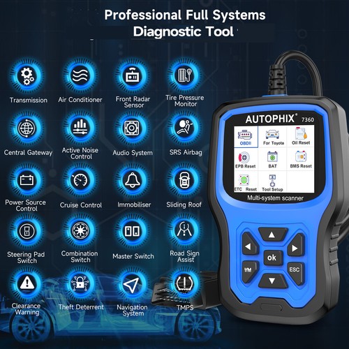 AUTOPHIX 7360 OBD2 Scanner Code Reader Car ABS SRS SAS TPMS EPB ...