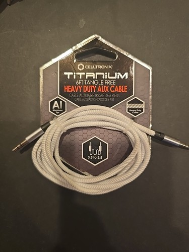 White Celltronix Titanium 6ft Tangle Free HD AUX Cable, 3.5mm to 3.5mm ...