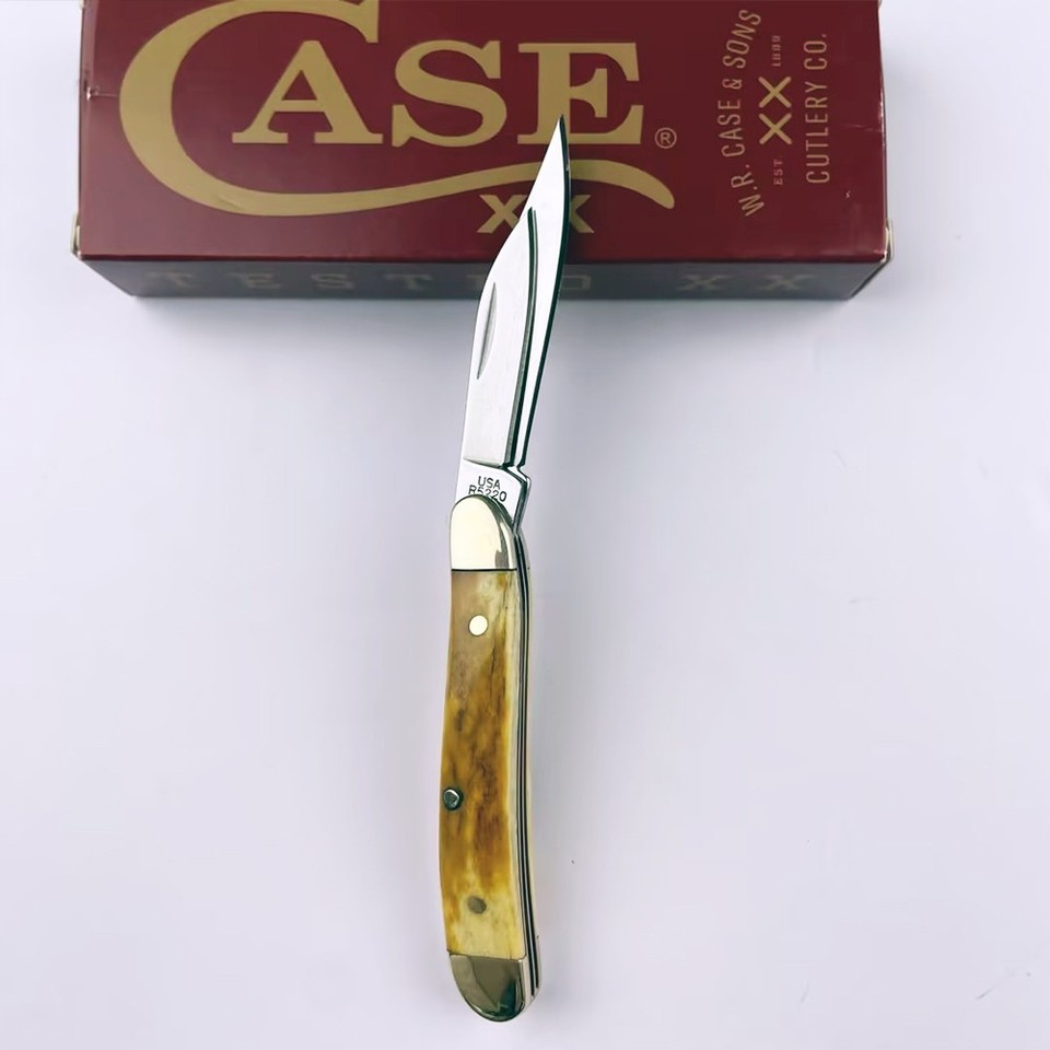 Case XX Knives Russlock 5220 SS (048) Peanut Genuine Stag Pocket Knife ...