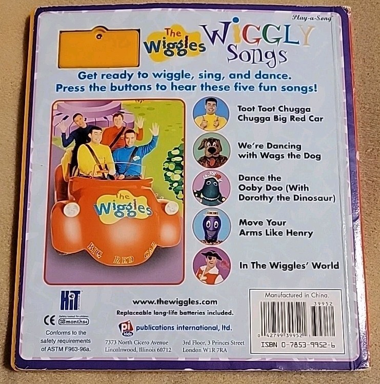 The Wiggles Wiggly Songs Play-a-Song Board Book Musical Buttons TESTED ...