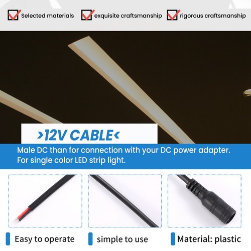 10pcs 12V DC Plug Female Jack Plug Connector Cable 5.5X2.1mm With ...
