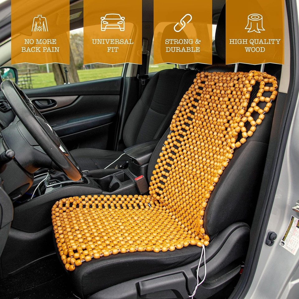 Beaded Seat Cover Full Car Massage Cool 2-Pack Natural 1-Pack Natural ...