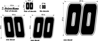 RACE CAR NUMBERS & NAME CUSTOM BLACK WHITE GRAY BIG SET DIECUT VINYL ...