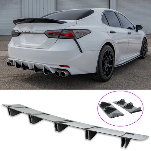 Carbon Rear Bumper Side Diffuser Lip 10 Fins Spoiler Splitter For ...