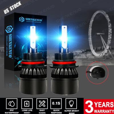 Ice blue 8000K 9007 LED Headlights LED Lights Bulbs Kit Hi/Lo Beam ...