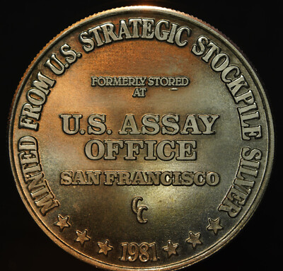 1981 San Francisco US Assay Office Stockpile 1oz 999 FINE Silver bar ...