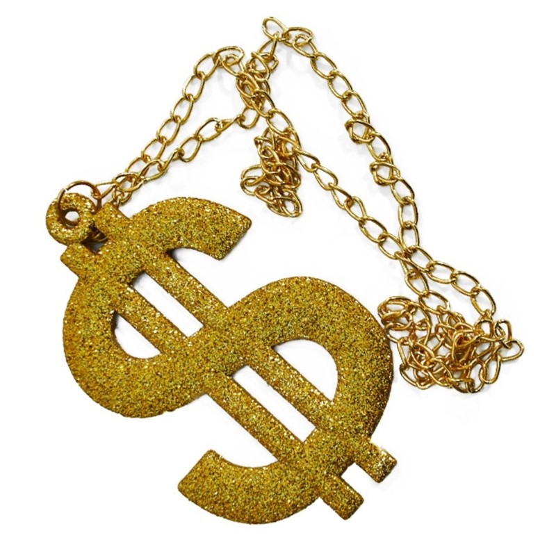 Golden Chain Dollars Sign Necklace Pendant Golden Necklace Rapper Chain ...