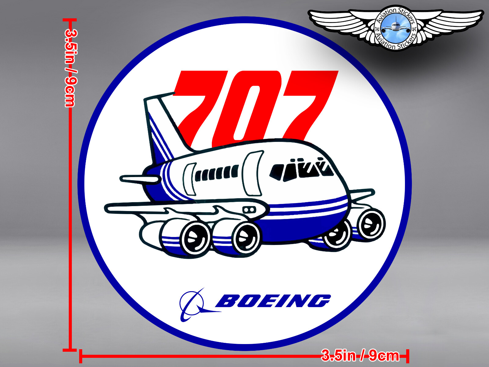 BOEING 707 B707 VINTAGE PUDGY STYLE ROUND DECAL / STICKER | eBay