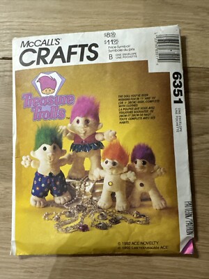 Vintage McCall's Crafts Treasure Trolls Doll Pattern 6351 UNCUT 1992 | eBay